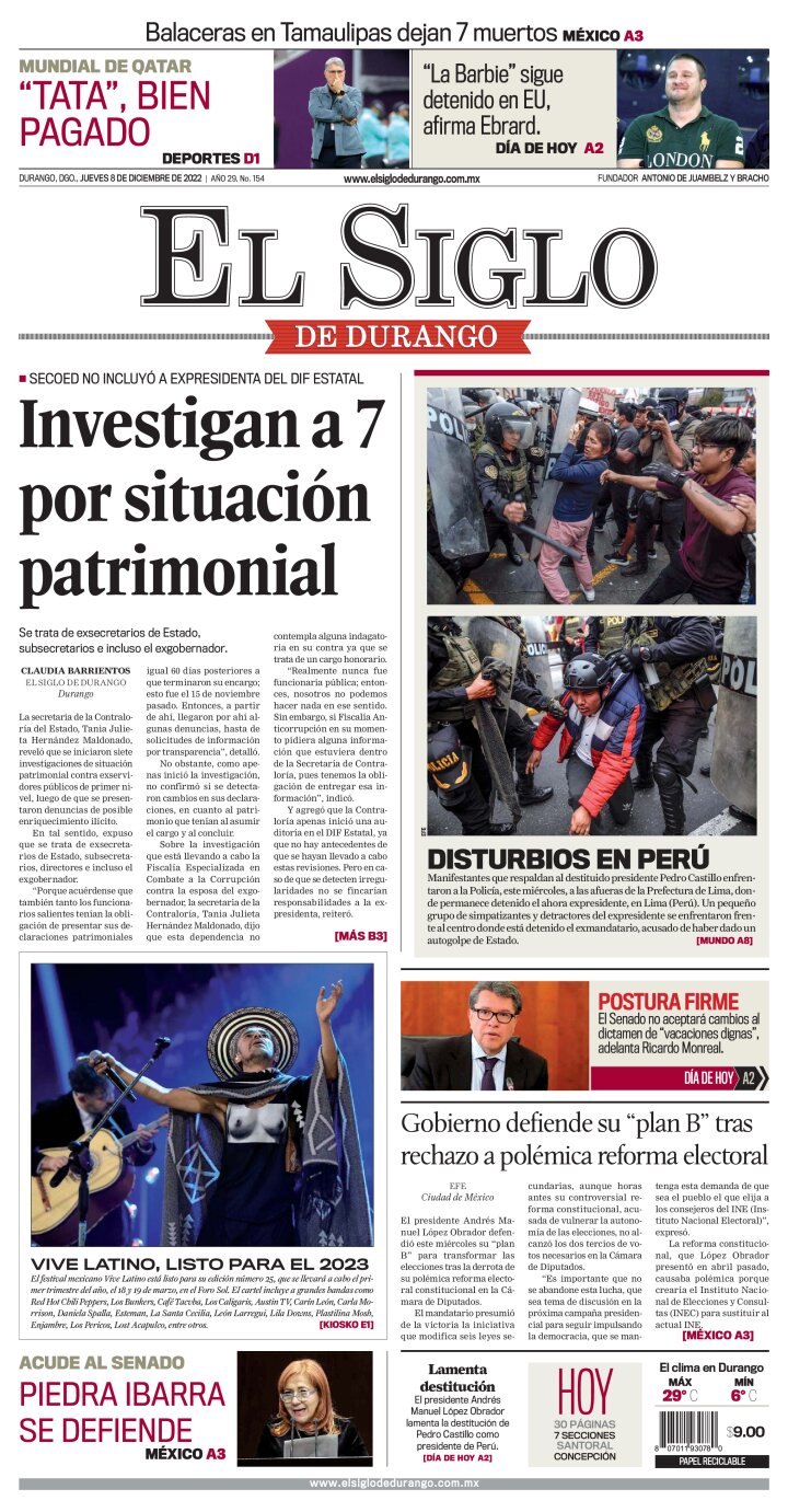 Hemeroteca de El Siglo de Durango, edición impresa