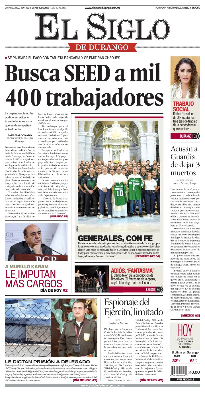 Hemeroteca de El Siglo de Durango, edición impresa