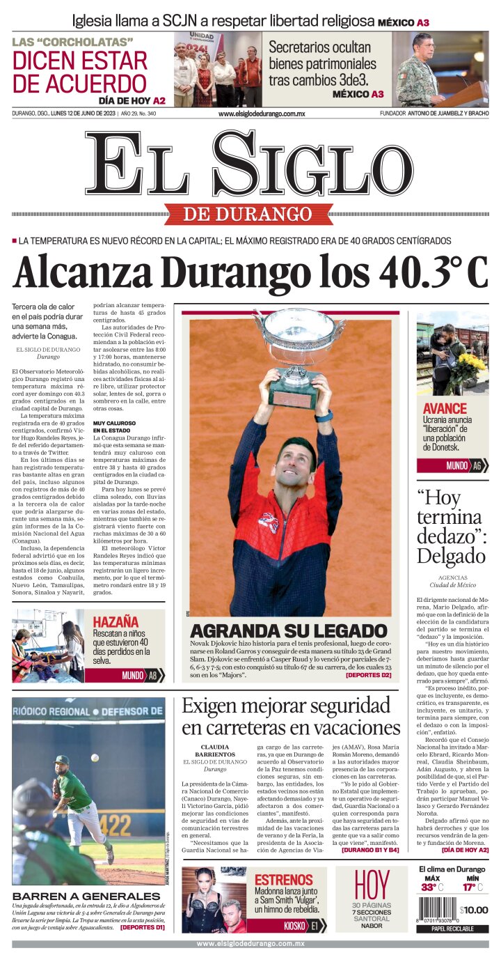 Hemeroteca de El Siglo de Durango, edición impresa