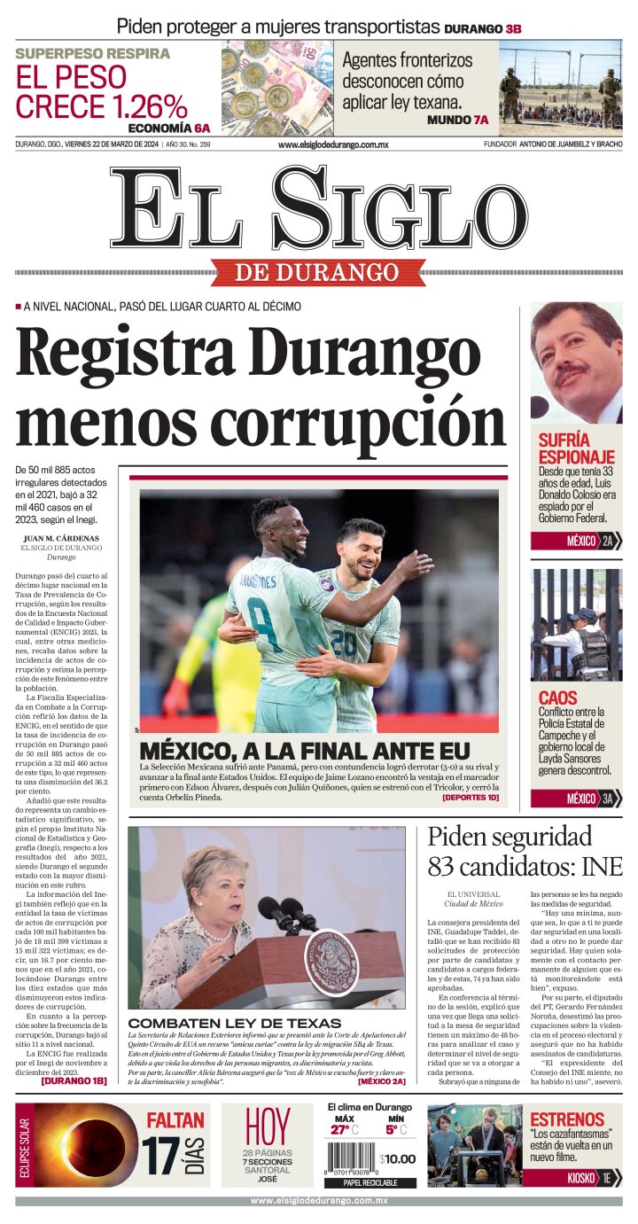 Hemeroteca de El Siglo de Durango, edición impresa