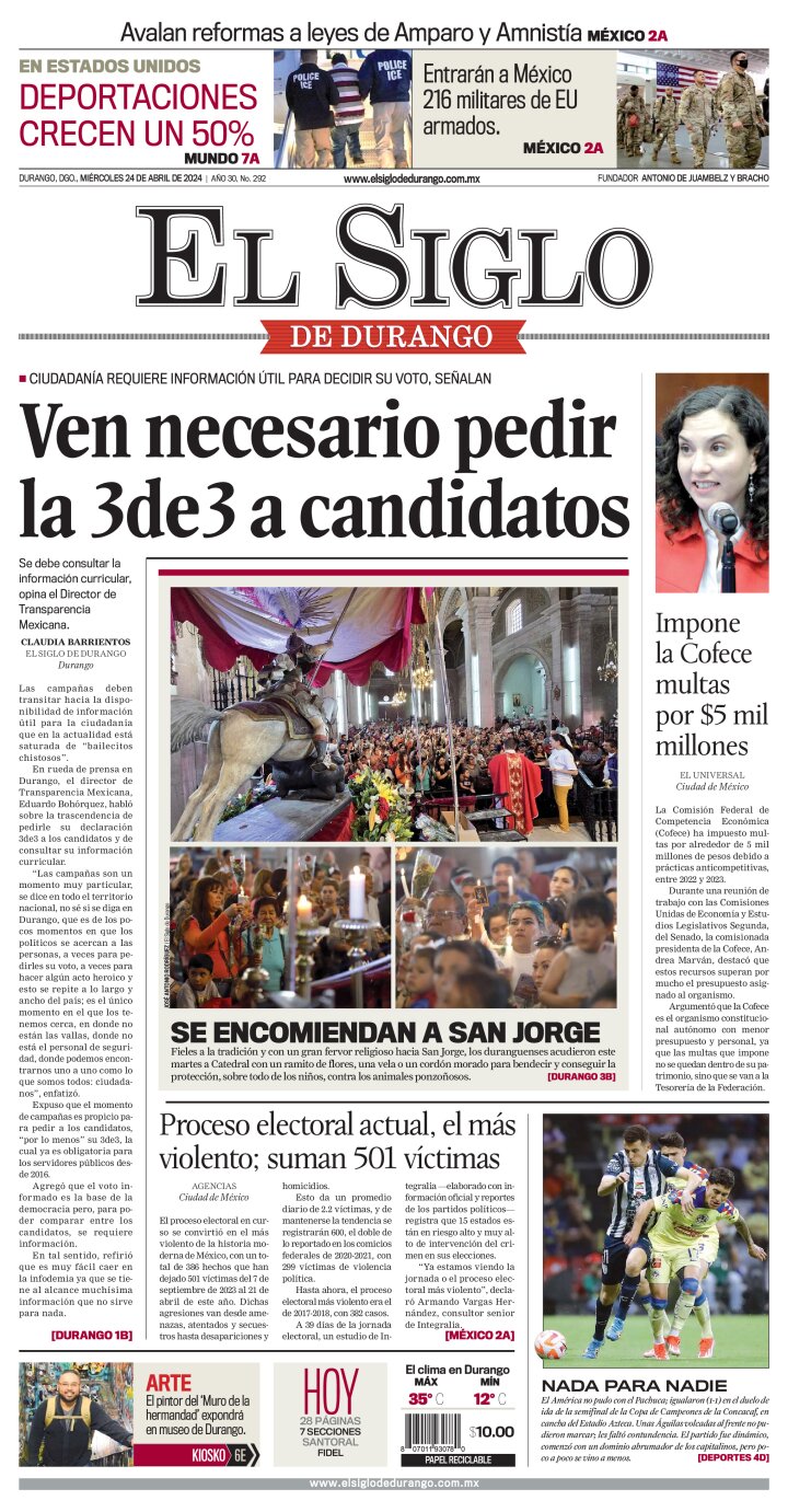 Hemeroteca de El Siglo de Durango, edición impresa