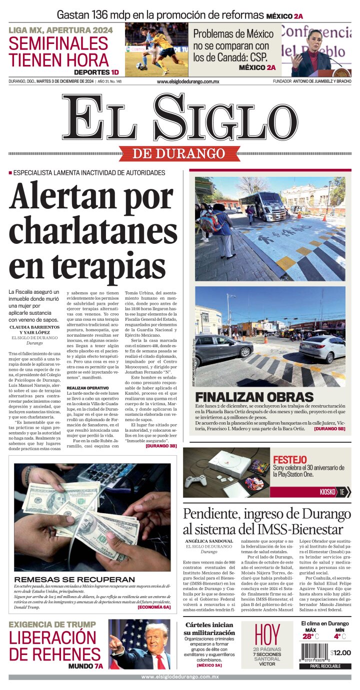 Hemeroteca de El Siglo de Durango, edición impresa