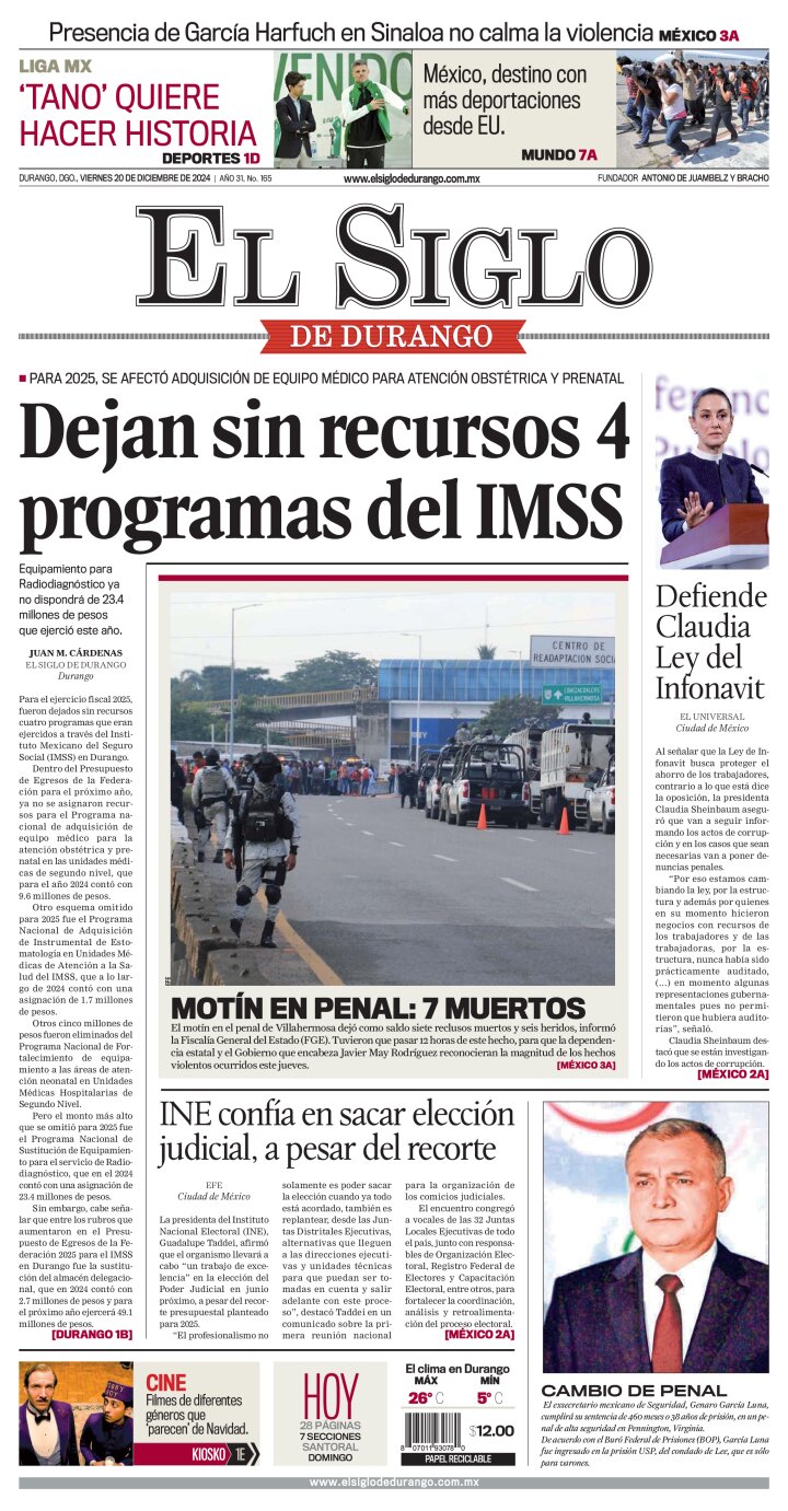 Hemeroteca de El Siglo de Durango, edición impresa