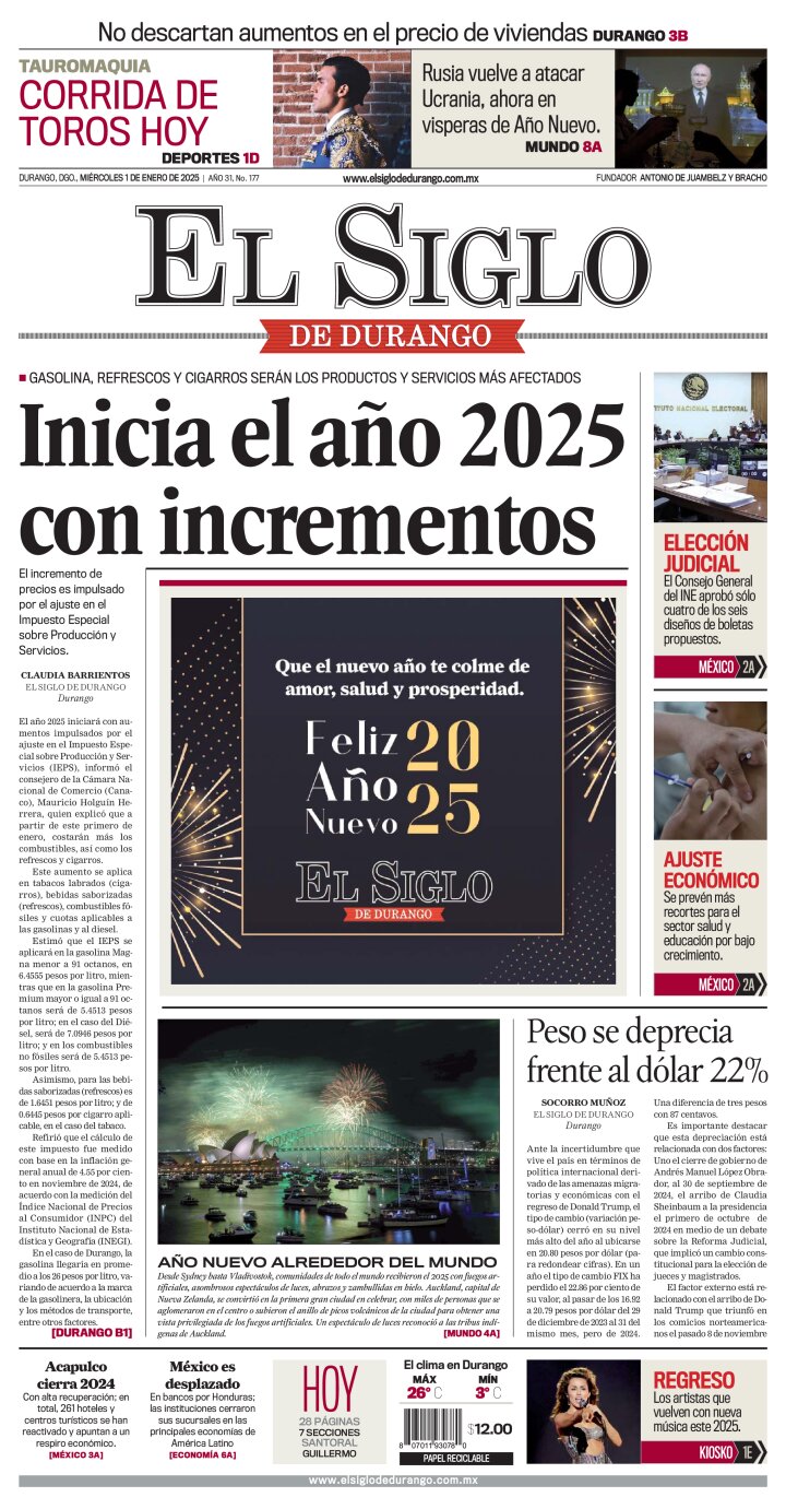 Hemeroteca de El Siglo de Durango, edición impresa