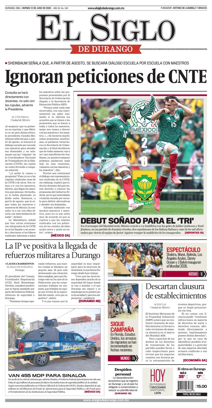 Hemeroteca de El Siglo de Durango, edición impresa